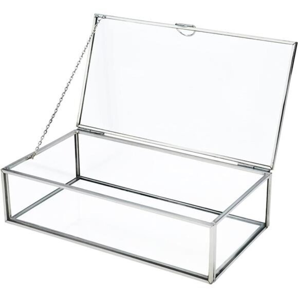 Storage & Organization | Vintage Glass Box With Lid Clear Jewelry Glass ...